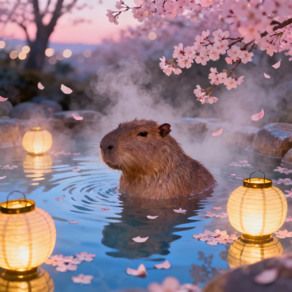 Free AI Capybara Spa Generator Online | Create Cozy Capybara Onsen Art